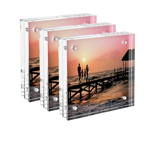 Sezanrpt 3 Pack Acrylic Picture Frames 3x3, 3 x 3 inch picture frame ...