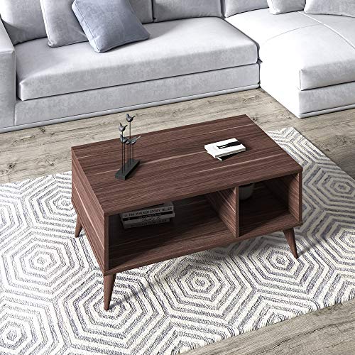Dmora - Coffee table with two compartments, 90 x 55 x 40 cm, walnut ...