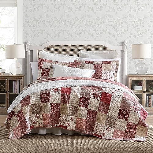 Laura Ashley - Queen Quilt Set, Reversible Cotton Bedding with Matching ...