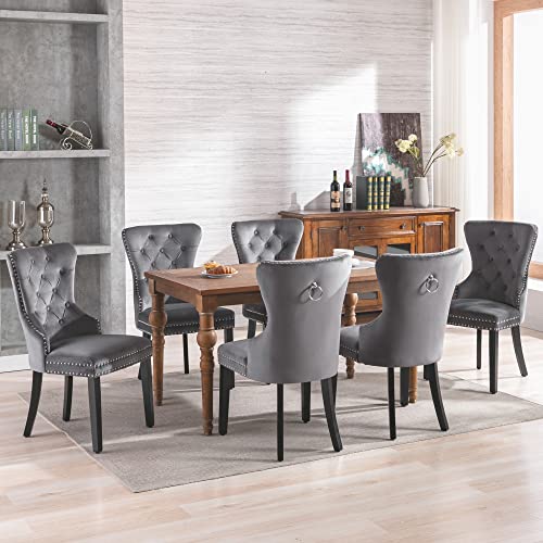Merax Dining Chairs Set of 6, Modern Upholstered Seating for Kitchen ...