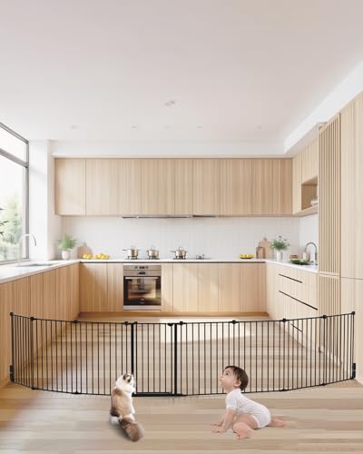 VEVOR Baby Gate, 192 Inches Extra Wide, 28 Inches High 8-Panel Foldable ...