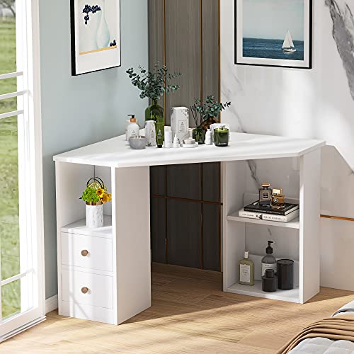 Merax Computer Desk - Triangle Gaming Corner Desk with Drawers and ...