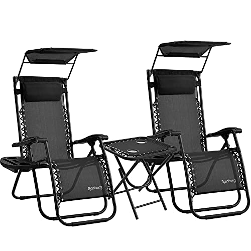 Rainberg Zero Gravity Chair with Canopy Shade and table, Outdoor ...