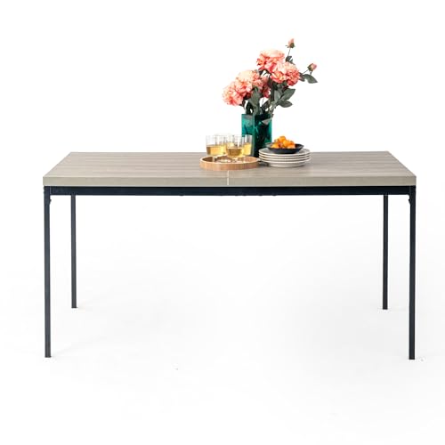 HOMYLIN 150CM Dining Table, Wooden Tabletop Effect Kitchen Table ...