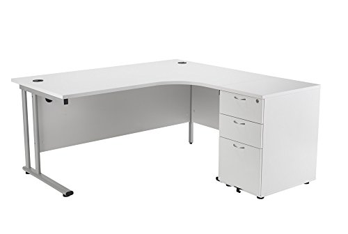 Office Hippo Modern L-Shape Computer Desk with 3-Drawer Filing Pedestal ...