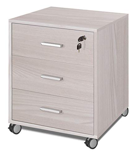 Dmora - Office chest of drawers with 3 drawers on wheels, document ...