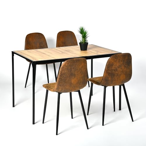 39F Furniture Dream Rectangular Dining Set with 4 Chairs - Set of 4 ...