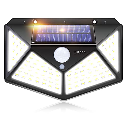IOTSES Solar Security Lights Outdoor, Upgraded 100 LED 270° Wide Angle Solar PIR Motion Sensor ...