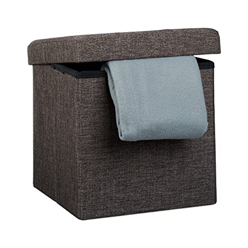 Relaxdays Folding Ottoman 38 x 38 x 38 cm Storage Chair, Footstool Pouf ...