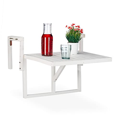 Relaxdays Folding Balcony Table, Hang on Railings, Height Adjustable ...