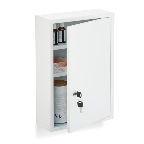 Relaxdays Medicine Cabinet, Lockable First Aid Cupboard, HWD: 45 x 30 x ...