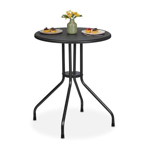 Relaxdays Garden Table, HWD: 73 x 60 x 60 cm, Rattan Look, Plastic ...
