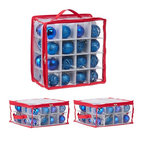 Relaxdays 3x Christmas Bauble Storage Box, 32 Compartments, HWD: 16 x ...