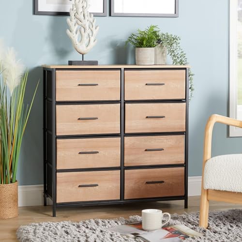 Home Source Bedroom Compact Storage Cabinet Chest, Metal Frame, 8 ...
