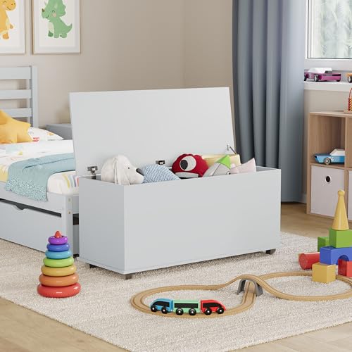Vida Designs Leon Toy Box, Wood in White, 100x40x48cm - Storage Ottoman ...