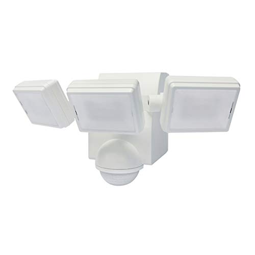 White IQ Triple Spotlight PIR Battery Operated Security Light - Outdoor ...