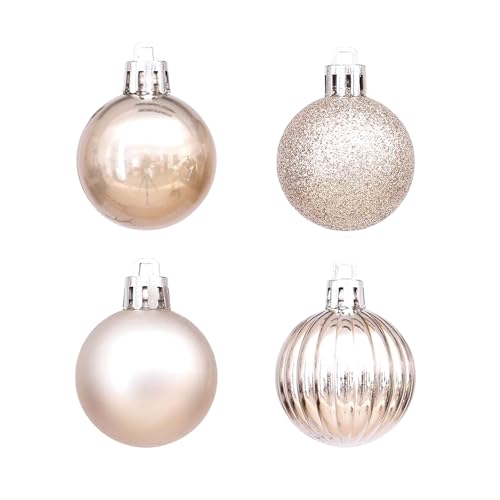 Well Home Set of 100 Light Gold Christmas Baubles in PET Tube with ...