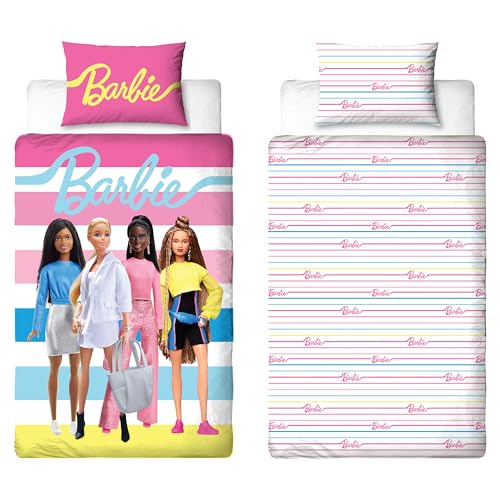Barbie Official Single Childs Duvet Cover Set - Unboxed Design ...