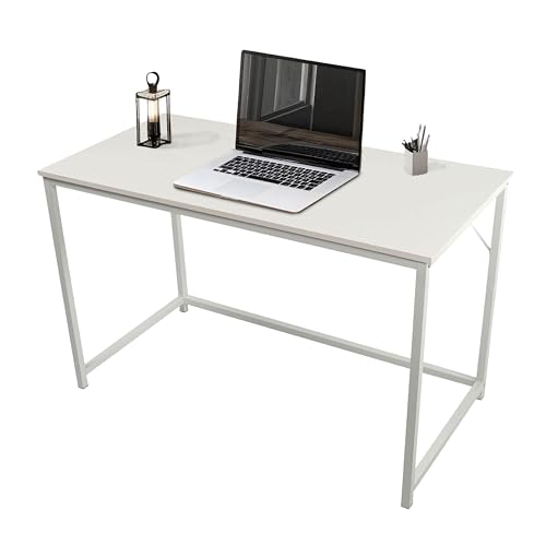 House Of Home Rustic White Top Desk with Metal Frame, 100 x 50 x 76 cm ...