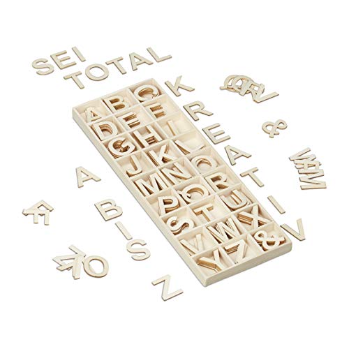 Relaxdays Wooden Letter Set, 162 Pieces, Capital A-Z, Signs, 3 cm ...