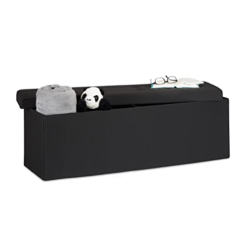 Relaxdays Folding Storage Bench XL, 38 x 114 x 38 cm, Foldable Ottoman ...