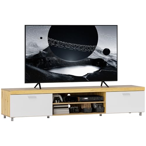 "HOMCOM 200cm TV Cabinet for TVs up to 90"", Modern TV Unit with ...