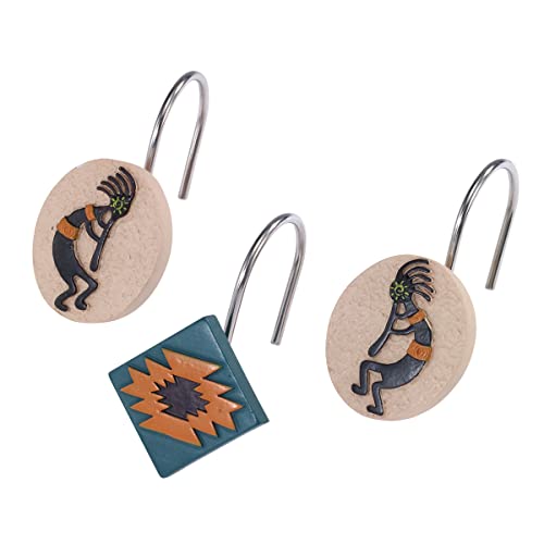 Avanti Linens - Shower Curtain Hooks, Aztec Inspired Bathroom Decor, Set of 12 (Navajo Dance ...