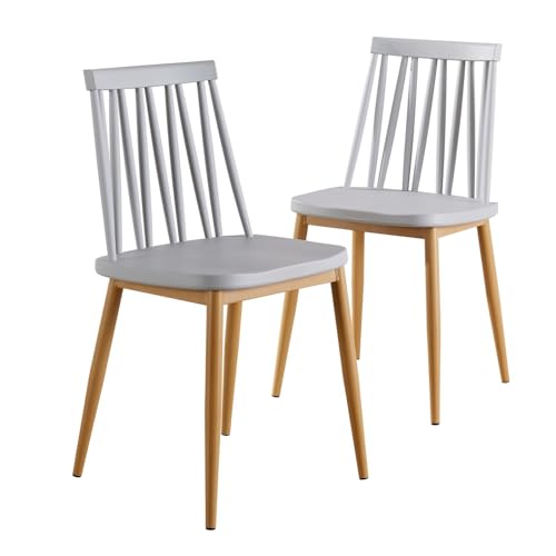 Home Source Pair of 2 Dining Chairs, Supportive Backrest Seating ...