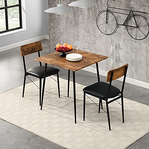 Merax Dining Table and Chairs Set 2, Compact Space Wooden Steel Frame ...