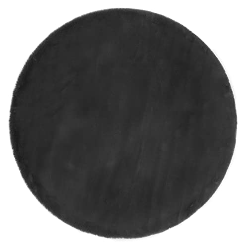 andiamo Deep-Pile Rug Soft Pile Imitation Lambskin Plain Anthracite 80 ...
