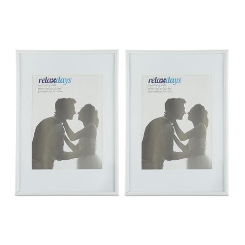 Relaxdays Photo Frame Set of 2, A4 Size, Passepartout 15 x 20 cm ...
