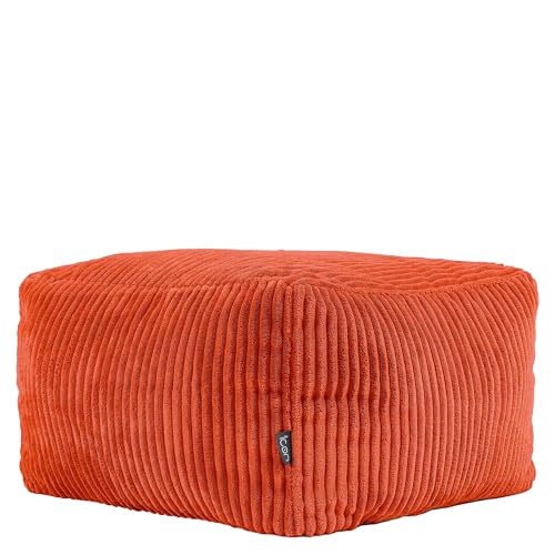 icon Amara Cord Bean Bag Footstool, Terracotta, Pouffe Footstool with ...