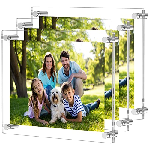 NIUBEE 3Pack 8.5x11 Clear Acrylic Wall Mount Picture Frame Floating ...