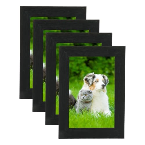 ASelected 4 Pack 6x4 Photo Frames,6X4 Black Photo Frames with Mount ...