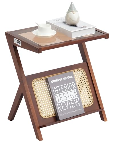 VEVOR Rattan Coffee Table, Z-Shaped Rattan Woven Bamboo Coffee Table ...