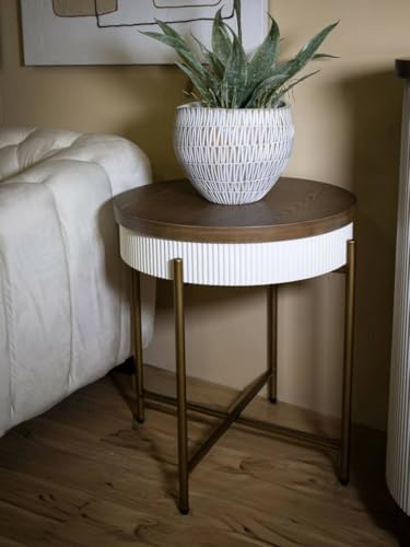 Dmora - Coffee table Bormio, Low coffee table, Magazine rack for sofa, Living room shelf, White ...