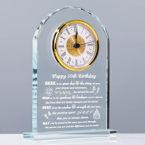 50th Birthday Gifts for Women Men - Crystal Clock Gifts Personalized ...
