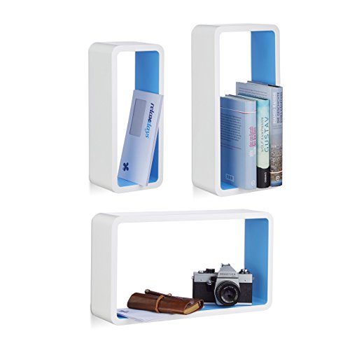 Relaxdays Floating Shelf Set of 3, Durable Wall Shelf with Invisible ...