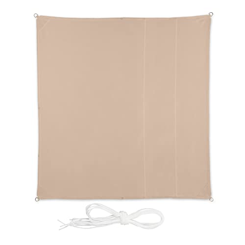 Relaxdays Sun Sail Shade Square, Polyester Fabric, UV Protection ...