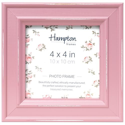 Hampton Frames PALOMA 4x4 (10x10cm) Pink Distressed Painted MDF Photo ...