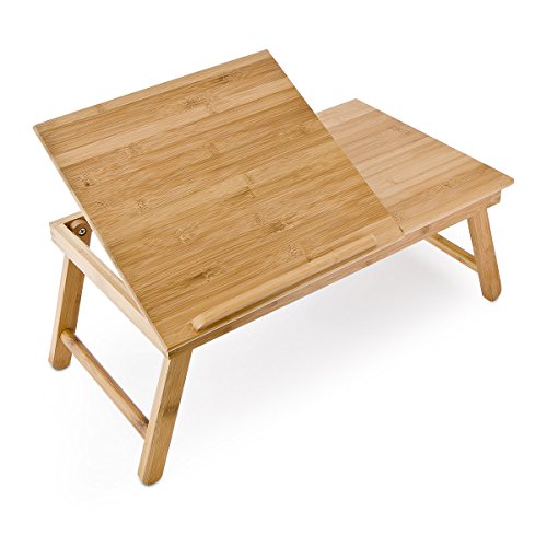 Relaxdays Bamboo Laptop Table Lapdesk + Storage Compartment ...