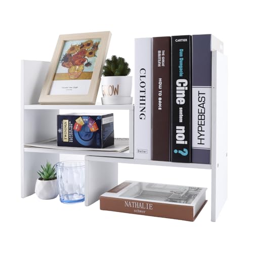 ASelected Wood Adjustable Bookshelf 17x35x30CM Desktop Bookshelf ...