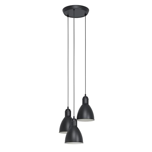 Eglo Priddy Pendant Lamp, Black and White Steel Industrial Ceiling ...