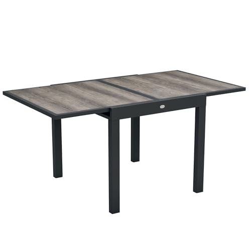 Outsunny Extending Garden Table, Outdoor Dining Table for 6, Aluminium ...