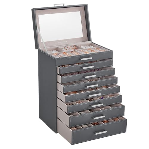 SONGMICS Jewellery Box, 8-Tier Jewellery Organiser, Large Jewellery ...