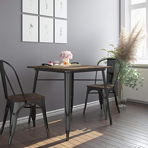 DHP Furniture Fusion Dining Table, Metal, Black, (H) 77 x (W) 80 x (D ...