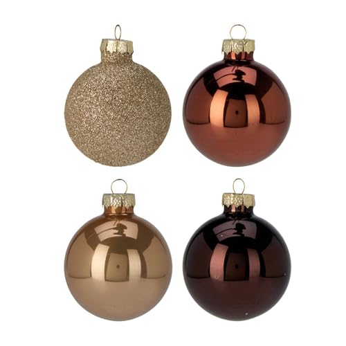 Well Home Set of 16 Christmas Baubles Coffee Ø3.5 cm - Glossy and Matt ...