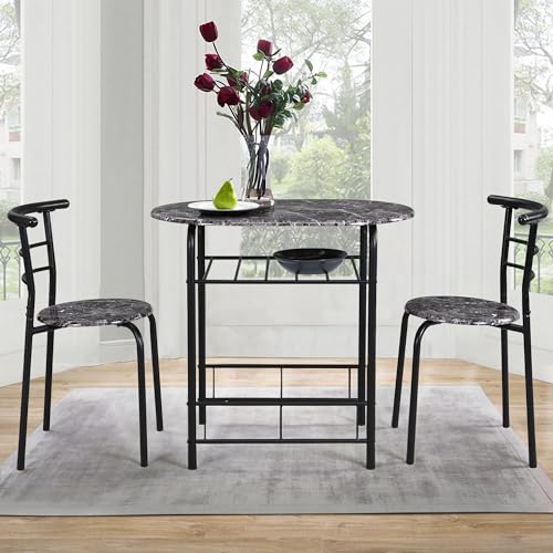 Merax Dining Table and Chairs Set 2 with Storage Shelf, Compact Space ...