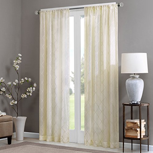 "Madison Park Sheer Curtain Irina Embroidered Kitchen, Transitional ...