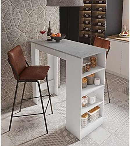 Dmora - Kitchen peninsula table with 4 shelves, Bar cabinet, Auxiliary ...